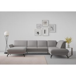 Sit & More sit&more Wohnlandschaft &raquo;Fashion U-Form&laquo; wahlweise mit Kopfteilverstellung, Vorziehsitz, motorisch, Metallf&uuml;&szlig;e grau B/H/T: 338cm x 84cm x 207cm, Luxus