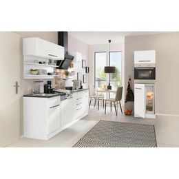 KOCHSTATION K&uuml;chenzeile &raquo;KS-Tulsa&laquo; ohne E-Ger&auml;te, Breite 290 cm, schwarze Metallgriffe, MDF Fronten wei&szlig; B/H/T: 290cm x 60cm