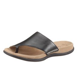 Gabor Damen Zehentrenner , Keilabsatz, Sommerschuh, Dianette mit kontrastfarbiger Stickerei schwarz 36
