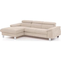 COTTA Ecksofa &raquo;Komaris L-Form, B: 244 cm&laquo; mit Kopfteilverstellung, optional Schlaffunktion, Bettkasten & Licht Microfaser PRIMABELLE (100% Polyester);