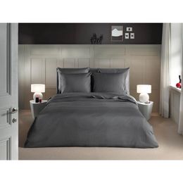 Bettw&auml;sche &raquo;Banda&laquo; 2 hochwertiges Mako-Satin, Streifen Satin, Bettw&auml;sche ab 135x200 cm. grau Mako-Satin, Obermaterial: 100% Baumwolle B/L: 155cm x 