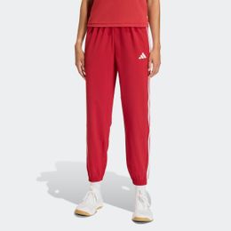 Damen Sporthose "TRAIN ESSENTIALS 3-STREIFEN WOVEN"active maroon, wei&szlig;, normal, gr., Gr. XS, adidas Performance, Obermaterial: 87% Polyester, 13%