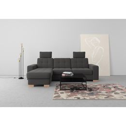 Sit & More sit&more Ecksofa &raquo;Quincy L-Form&laquo; wahlweise mit Schlaffunktion und Bettkasten grau B/H/T: 252cm x 82cm x 161cm, Struktur, Recamiere links, ohne 
