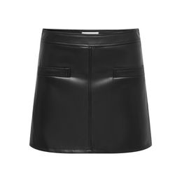Only Damen Lederimitatrock "ONLNELI HW FAUX LEATHER SKIRT CC PNT", schwarz, Gr. S, unifarben, Web, Obermaterial: 100% Polyester, R&ouml;cke, Lederimitat