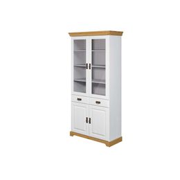 OTTO home Vitrine &raquo;R&uuml;gen&laquo; zertifiziertes Massivholz, H&ouml;he 192 cm, im Landhausstil wei&szlig; Massivholz wei&szlig;, B/H/T: 95cm x 192cm x 40cm, Schubladen: 2 Stk.