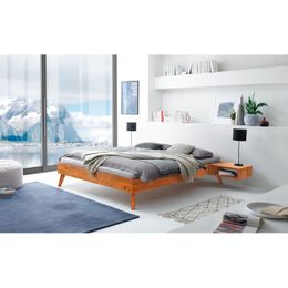 Hasena Holzbett &raquo;Calvari&laquo; mit einer Fu&szlig;h&ouml;he von 20 cm braun Wildcheiche massiv Liegefl&auml;che L&auml;nge B: 200cm x 200cm, H&ouml;he Bett: 36cm H&ouml;he Bettseite: 