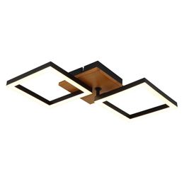 Globo LIGHTING Deckenleuchte &raquo;KERRY&laquo; LED-Modul 1 Stk. Warmwei&szlig; Deckenleuchte Schwarz/Holz, Opal, LED 18W schwarz 1, H: 7cm, 1 Stk.