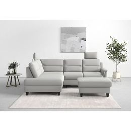 Sit & More sit&more Ecksofa &raquo;Far&ouml; L-Form&laquo; inklusive Federkern, wahlweise mit Schlaffunktion und Bettkasten silber B/H/T: 251cm x 90cm x 187cm, Luxus-Microfaser 