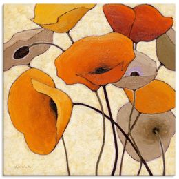 Artland Leinwandbild &raquo;K&uuml;rbismohn III&laquo; Blumen 1 Stk. tlg. auf Holzrahmen gespannt orange Leinwand B/H/T: 40cm x 40cm, Leinwandbild Blumen quadratisch, 1 Stk.