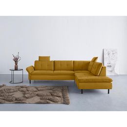 Quelle Home affaire Ecksofa &raquo;Birkholm L-Form&laquo; Armlehnverstellung, auch in Easy Clean Bezug - mit Wasser zu reinigen gelb 98% Polyester 2% Polyamid B/H/T: 