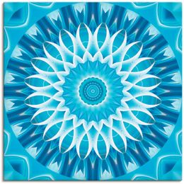 Artland Leinwandbild &raquo;Mandala blau Bl&uuml;te&laquo; Muster 1 Stk. tlg. auf Holzrahmen gespannt blau Leinwand B/H/T: 30cm x 30cm, Leinwandbild Muster quadratisch, 1 Stk.