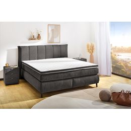 Jockenh&ouml;fer Boxspringbett, B:202cm L:214cm, grau, JOCKENH&Ouml;FER GRUPPE, Bezug Bett: Chenille (100% Polyester);Topper und Matratzenspiegel: 100% Polyester,