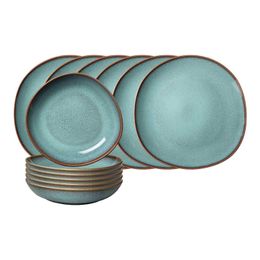 Geschirr-Set "Tafel-Set Lave 12er Set", 12, blau, LIKE. BY VILLEROY & BOCH, Geschirr-Sets, Sp&uuml;lmaschinenfest, Mikrowellensicher