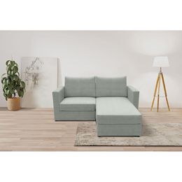 DOMO collection 2-Sitzer &raquo;Bibury smartes, modulares Ecksofa aus Sofa & Hocker mit Schlaffunktion&laquo; Sitzfl&auml;che mit Federkern, inkl. 2 R&uuml;ckenkissen grau 