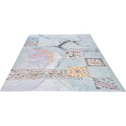 Gino Falcone Teppich &raquo;Cosima-106&laquo; rechteckig 3 mm H&ouml;he flachgeweber Jaquard-Teppich, mit Chenillegarn, modernes Design blau Polyester B : 130cm 1 Stk., 3mm, L: 