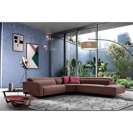 Egoitaliano Ecksofa &raquo;Stefanie-e, Designsofa der Extraklasse, bequem mit hohem Sitzkomfort&laquo; mit Relaxfunktion und verstellbaren Kopfteilelementen rosa Leder 