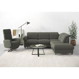 Sit & More sit&more Ecksofa &raquo;Grenoble L-Form mit Federkern&laquo; wahlweise mit Schlaffunktion, Bettkasten, Arm- und Kopfteilverstellung grau B/H/T: 247cm x 85cm x 
