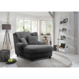 OTTO home XXL-Sessel &raquo;Oase, B: 120 cm, Sitzh&ouml;he: 50 cm - OTTO. Verl&auml;ssliche Qualit&auml;t.&laquo; mit 2 Zierkissen & Massivholzf&uuml;&szlig;e grau 100% Polyester Breitcord