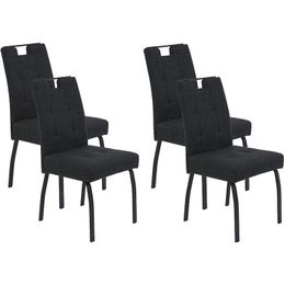 Hela 4-Fu&szlig;stuhl &raquo;LINZ, Esszimmerstuhl, Komfortstuhl&laquo; (Set) 4 Stk.XL-Sitz,elegante Griffleiste,Komfortsitz mit Federkern,140kg belastbar schwarz Metall
