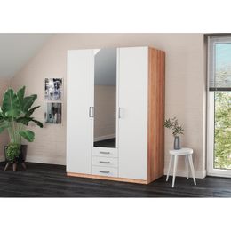 Priess Kleiderschrank &raquo;Amsterdam, viel Stauraum durch viele Schubk&auml;sten, Spiegelt&uuml;ren&laquo; Optional mit LED-Beleuchtung, Made in Germany braun 