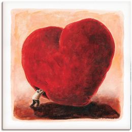 Artland Leinwandbild &raquo;Weiches Herz&laquo; Herzen 1 Stk. tlg. auf Holzrahmen gespannt rot Leinwand B/H/T: 70cm x 70cm, Leinwandbild Herzen quadratisch, 1 Stk.