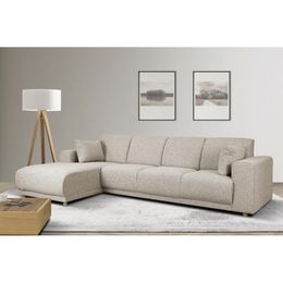 OTTO home Ecksofa &raquo;LEMPS wahlweise Recamiere links oder rechts L-Form&laquo; incl. Zierkissen, Stellma&szlig;e 297x162 cm beige 100% Polyester B/H/T: 297cm x 85cm