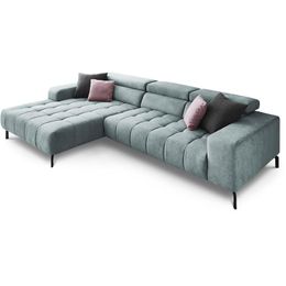 Die PlanBar Ecksofa &raquo;MP-IN18022 L-Form&laquo; mit Kopfteilverstellung & Zierkissen, optional Sitztiefenverstellung grau 100% Polyester B/H/T: 321cm x 74cm x