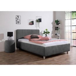 Maintal Polsterbett &raquo;Wiesenblick, in Samt &Struktur erh&auml;ltlich&laquo; mit Bettkasten, wahlweise in H2,H3 oder H4 grau Liegefl&auml;che L&auml;nge B: 200cm x 140cm, H&ouml;he Bett: