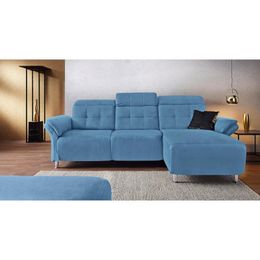 Home Affaire Ecksofa &raquo;Manhattan L-Form&laquo; 2 Sitze mit elektrischer Relaxfunktion, verstellbare Armlehnen blau Kunstleder SOFTLUX ;Flachgewebe (100% 
