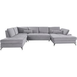 OTTO home Wohnlandschaft &raquo;Costello U-Form, B: 363 cm mit Sitztiefen- & Armteilverstellung&laquo; optional Schlaffunktion & Bettkasten grau 100% Polyester;
