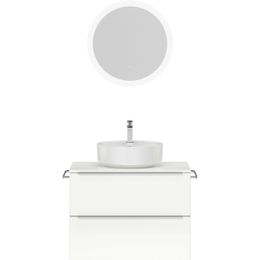 Badm&ouml;bel-Set Nobilia, B:80,3cm H:172,2cm T:48,5cm, wei&szlig;, Kastenm&ouml;bel-Sets, "Alvene", Hochglanz, inkl. Spiegel mit Touch-Sensor, in vier Breiten