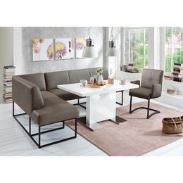 exxpo - sofa fashion Eckbank &raquo;Affogato, bequem und elegant, hochwertige Detailverarbeitung&laquo; Frei im Raum stellbar grau Kunstleder B/H/T: 157cm x 82cm 