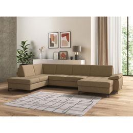 DOMO collection Wohnlandschaft &raquo;Capelo, komfortabel, klare Linien zeichnen dieses Design aus, U-Form&laquo; mit Armteilverstellung, wahlweise mit 