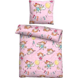 Biberna Bettw&auml;sche &raquo;lustige Fee&laquo; 2 Stk. wohlig warm + weich, pflegeleicht, aus 100% Baumwolle, Rei&szlig;verschluss rosa Feinbiber, Obermaterial: 100% Baumwolle B/L
