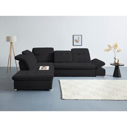 COTTA Ecksofa &raquo;Holiday L-Form mit Sitztiefen-, Armteil- und Kopfteilverstellung&laquo; wahlweise mit Schlaffunktion & Bettkasten schwarz 100% Polyester B/H/