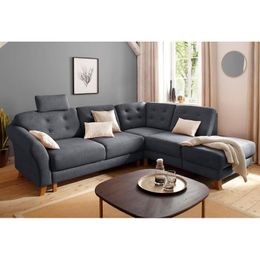 OTTO home Ecksofa &raquo;Trondheim L-Form&laquo; mit Federkern grau Struktur weich ( 97% Polyester, 3% Baumwolle);Luxus-Microfaser ALTARA NUBUCK (100% Polyester);