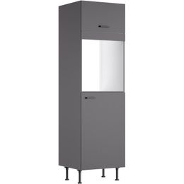 KOCHSTATION Backofen/K&uuml;hlumbauschrank &raquo;KS-Paula&laquo; 60 cm breit, 211 cm hoch, mit 1 Klappe, 1 T&uuml;r anthrazit, B/H/T: 60cm x 211,8cm x 58,4cm, T&uuml;ren: 1 Stk