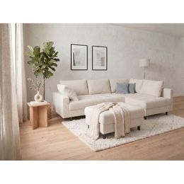 Collection AB Ecksofa &raquo;Toni L-Form 274 cm&laquo; Set: Sofa & Hocker, 2 Zierkissen, Bonell-Federkern beige 100%Polyester B/H/T: 274cm x 44cm x 184cm, Cord