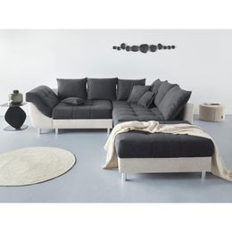 Collection AB Ecksofa &raquo;Innsbruck L-Form, B: 247 cm&laquo; Set: Sofa & Hocker, 3 Zierkissen, Federkern grau Microfaser PRIMABELLE (100% Polyester), Struktur 