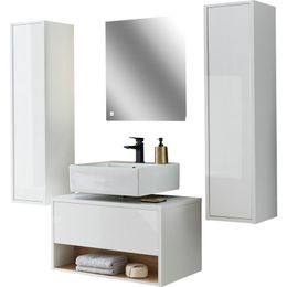 Home Affaire Badm&ouml;bel-Set &raquo;Studio Line, Bad im modernen Design, 4-teiliges Badezimmer&laquo; 4 Stk. tlg. wei&szlig; Einheitsgr&ouml;&szlig;e