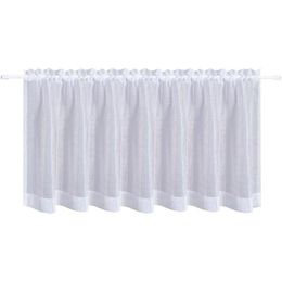 GERSTER Scheibengardine &raquo;Elke&laquo; Stangendurchzug 1 Stk. tlg. HxB: 50x140, mit Streifen Design wei&szlig; Polyester 50cm, Stangendurchzug, 140cm