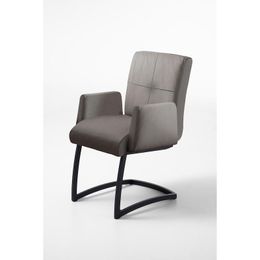 exxpo - sofa fashion Freischwinger &raquo;Affogato mit komfortablen Armlehnen&laquo; () attraktiven Kreuznaht in der R&uuml;ckenlehne braun Kunstleder, Metall B/H/T: 