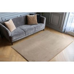 Obsession Fellteppich &raquo;Infinity 200&laquo; rechteckig 40 mm H&ouml;he Kunstfel, Uni Farben, Kaninchenfell Haptik, supersoft beige Polyester B : 160cm 1 Stk., 40mm, L: 