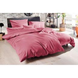 Primera Bettw&auml;sche &raquo;Uni Luxus-Satin in Gr. 135x200, 155x220 oder 200x200 cm&laquo; 3 Stk. Bettw&auml;sche aus Baumwolle, unifarbene Bettw&auml;sche mit Rei&szlig;verschluss rot 