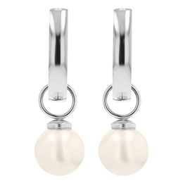Adelia&acute;s ADELIA ́S Damen Klappcreolen "Ohrringe &ndash; Klappcreole aus Edelstahl mit Perle", silber, Edelstahl, Ohrringe, Geschenkidee: zeitlos und vielseitig