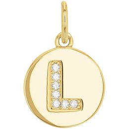 Amor Damen Buchstabenanh&auml;nger "A-Z", L, Silber 925 (Sterlingsilber), 0,78 g, gold, Silber 925 (Sterlingsilber), Schmuckanh&auml;nger, mit Zirkonia (synth.)