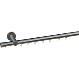 Gardinenstange Indeko, L:420cm &Oslash;:16mm, silber, Aluminium, Gardinenstangen, "Consul", Innenlauf Komplett-Set inkl. Gleitern und Montagematerial