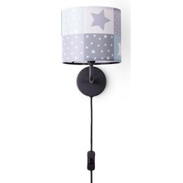 Paco Home Wandleuchte &raquo;Cosmo 345&laquo; E14 Kinderlampe Wandlampe Schalter &Oslash; 18cm Sterne Punkte Kabell&auml;nge 3m E14 schwarz 1, &Oslash; 18cm H: 26,5cm
