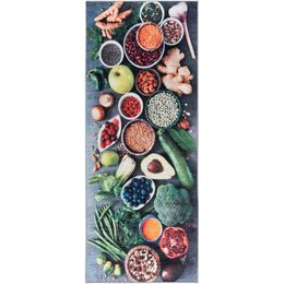 Sehrazat K&uuml;chenl&auml;ufer &raquo;Caimas 3050&laquo; rechteckig 6 mm H&ouml;he Bedruckt, waschbar, rutschhemmend, K&uuml;chengew&uuml;rze bunt Polyester B : 120cm 1 Stk., 6mm, L: 170cm