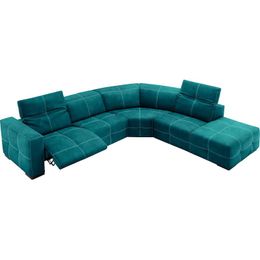 Egoitaliano Ecksofa &raquo;Sauvanne, Designsofa der Extraklasse, elegant und bequem, L-Form&laquo; wahlweise mit elektrischer Relaxfunktion, Kopfteilverstellung blau B/H/T: 